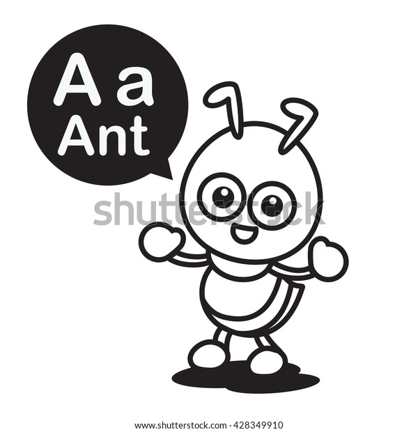 Ant Cartoon Alphabet Children Learning Coloring Stock Vector (Royalty ...
