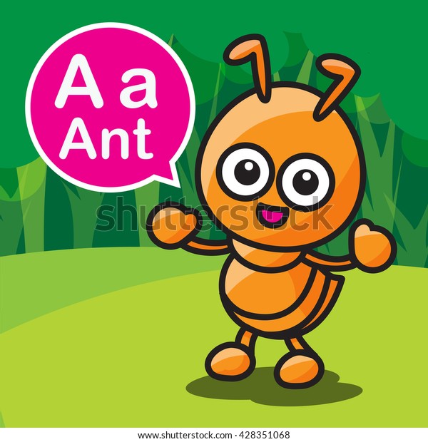 Ant Cartoon Alphabet Children Learning Vector Stock Vector (Royalty ...