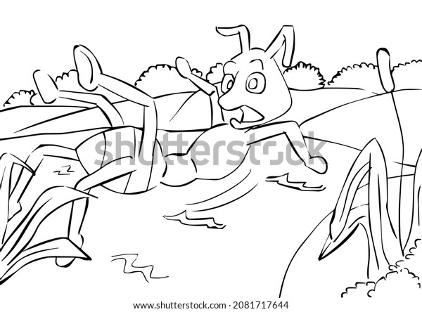 Ant Slipping River Coloring Page Ants Stock Vector (Royalty Free ...