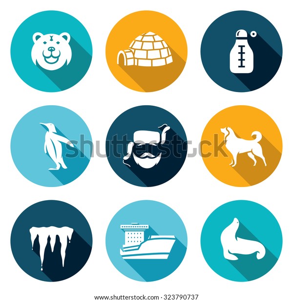 Antarctica Icons Set Vector Illustration Stock Vector (Royalty Free ...