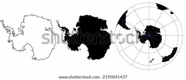 Antarctica Map Set Isolated On White Stock Vector (Royalty Free ...