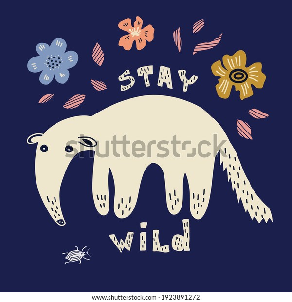 Antbear Hand Drawn Flat Vector Illustration Stock Vector (Royalty Free ...