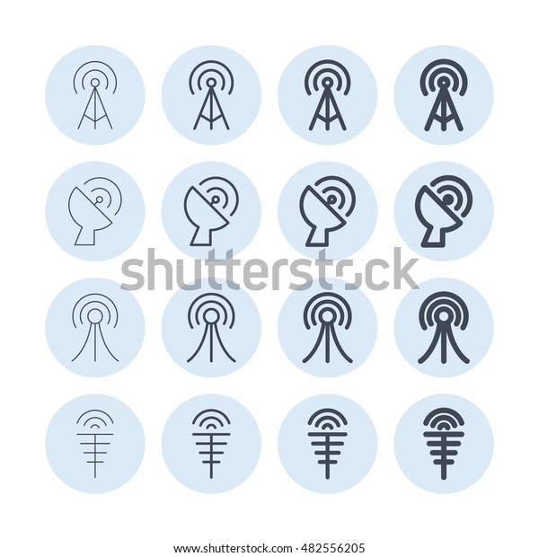 Antenna Signal Icon Set Collection Symbols Stock Vector (Royalty Free ...