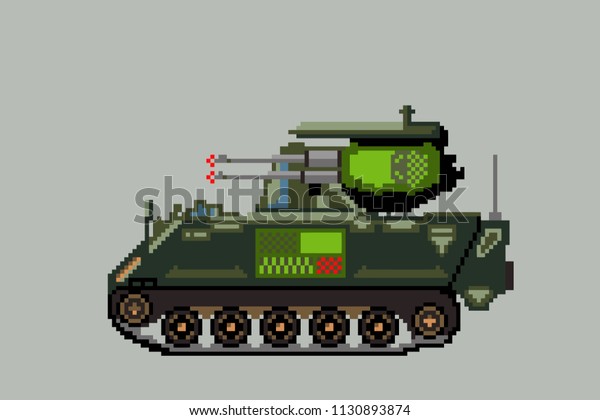 Antiaircraft Weapon Tankpixel Art Vector Illustration Stock Vector ...