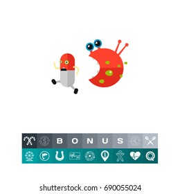 Antibiotic Running Bacteria Icon: เวกเตอร์สต็อก (ปลอดค่าลิขสิทธิ์ ...