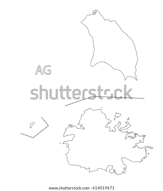 Antigua Barbuda Outline Silhouette Map Illustration Stock Vector ...