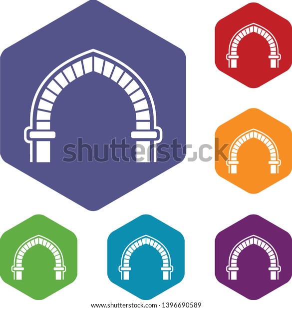 Antique Arch Icons Vector Colorful Hexahedron Stock Vector (Royalty ...