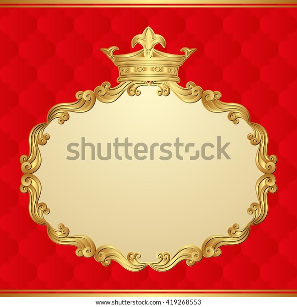 Antique Background Golden Frame Crown Stock Vector (Royalty Free ...