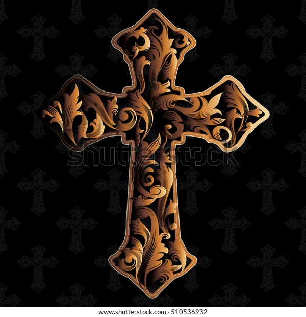 Antique Cross Gold Vector Cross Decorative Stock Vector (Royalty Free ...