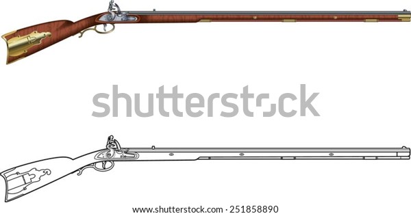 Antique Kentucky Flintlock Rifle Stock Vector (Royalty Free) 251858890 Antique Kentucky Flintlock Rifle Stock Vector (Royalty Free) 251858890