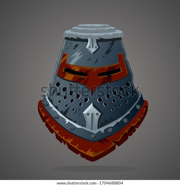 Vektor Stok Antique Knight Helmet Cartoon Vector Illustration (Tanpa ...