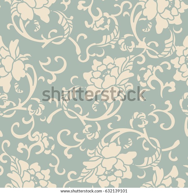 Antique Seamless Background Spiral Botanic Flower Stock Vector (Royalty ...
