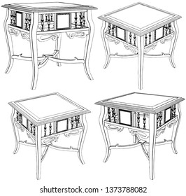 Antique Table Vector 08 Illustration Isolated Stock Vector (Royalty ...
