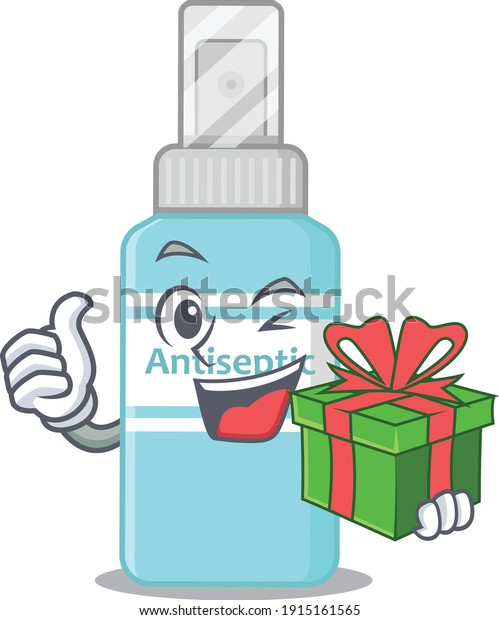 Antiseptic Cartoon Character Concept Big Gift Stock Vector (Royalty ...