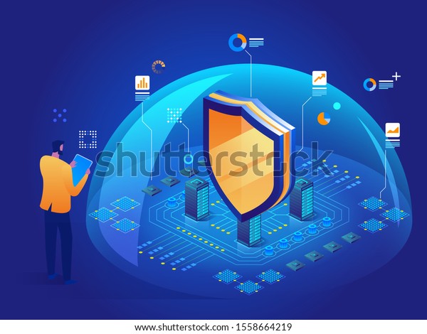 Antivirus Software Isometric Vector Illustration Digital Stock Vector ...