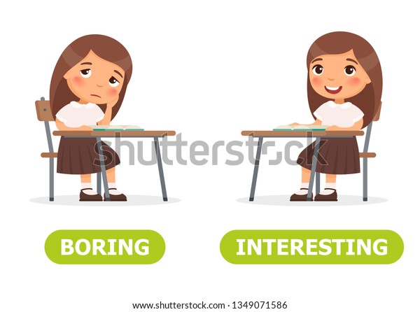 Antonyms Concept Interesting Boring Educational Word 库存矢量图（免版税 ...