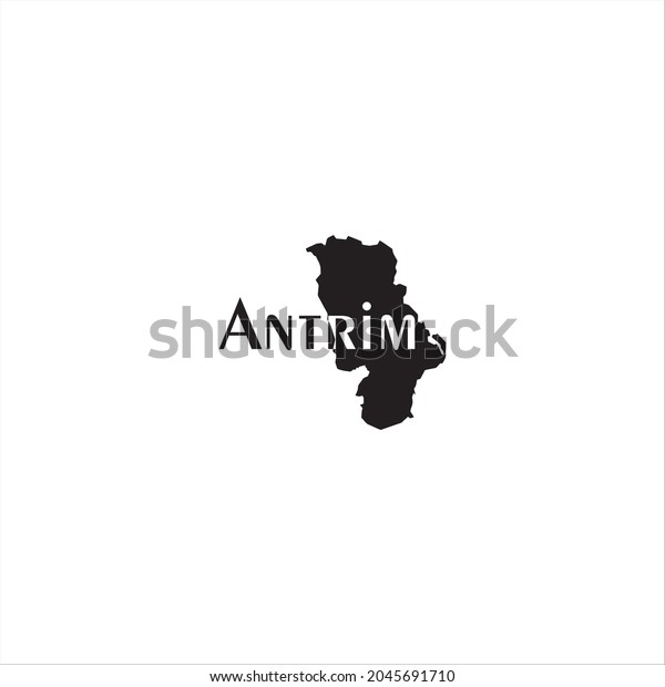 Antrim Map Black Lettering Design On Stock Vector (Royalty Free ...