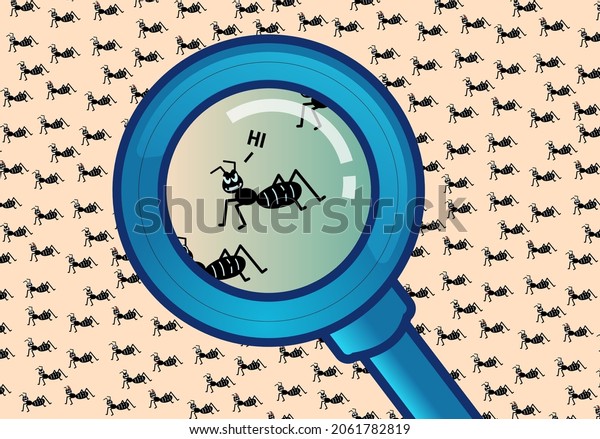 Ants Under Magnifying Glass Loops On Stock Vector (Royalty Free ...