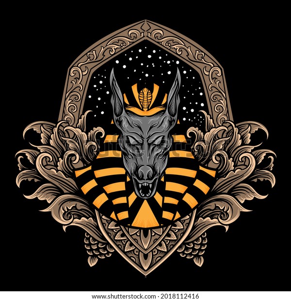 Anubis Dog Vector Illustration Engraving Stock Vector (Royalty Free ...