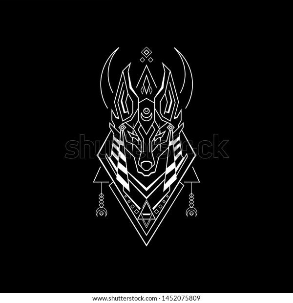 Anubis Moon Line Style Merchandise Other Stock Vector (Royalty Free ...