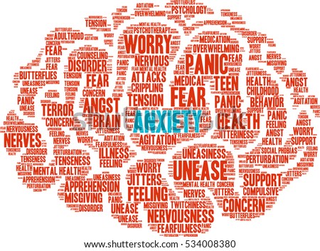 Anxiety Brain Word Cloud On White Stock Vector (Royalty Free) 534008380 ...