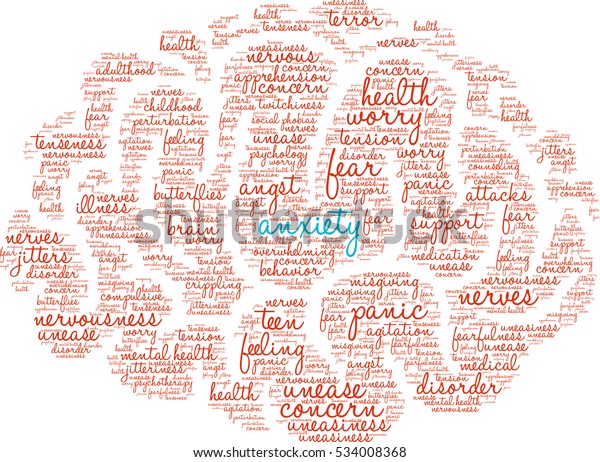 Anxiety Brain Word Cloud On White Stock Vector (Royalty Free) 534008368