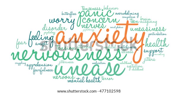 Anxiety Word Cloud On White Background Stock Vector (Royalty Free ...