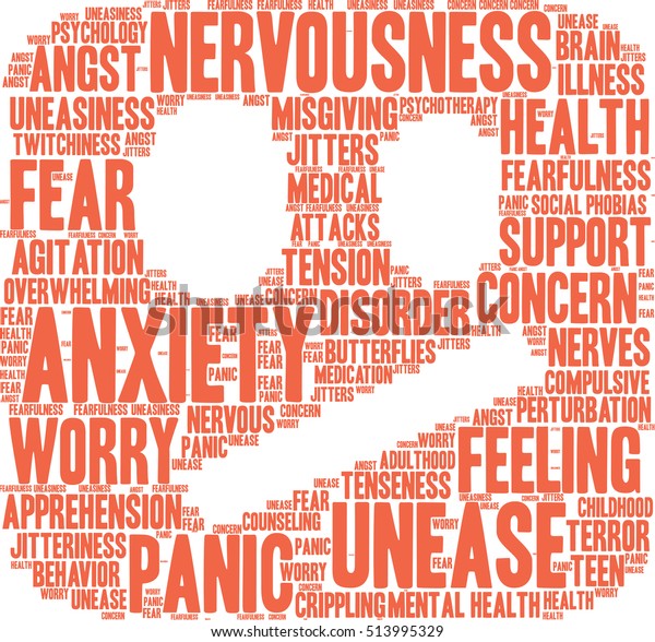 Anxiety Word Cloud On White Background Stock Vector (Royalty Free ...