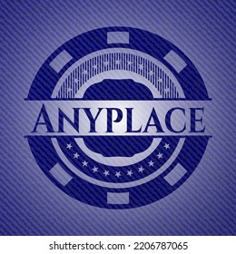 Anyplace Emblem Jean Background Vector Illustration Stock Vector ...