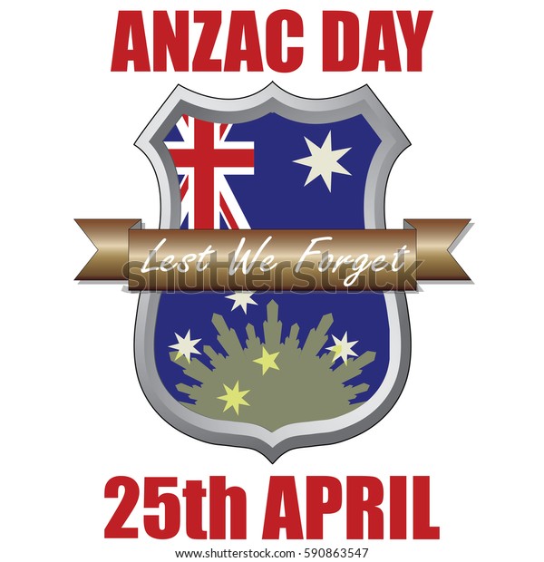Anzac Day Shield Design Australian Flag Stock Vector (Royalty Free ...