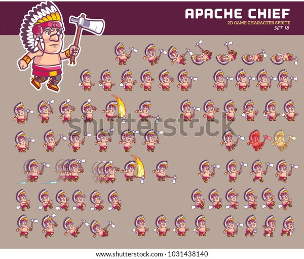 Apache Chief Cartoon Game Character Animation: เวกเตอร์สต็อก (ปลอดค่า ...