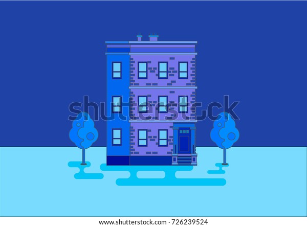 Apartment Building Blue Tones Vector Illustration Stock Vector (Royalty ...