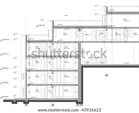 Apartment Building Drawing Section Stock Vector (Royalty Free) 43926622 ...