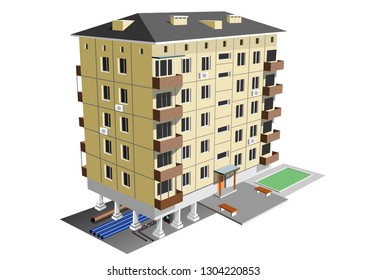 Apartment House Vector Stock Vector (Royalty Free) 1304220853 ...