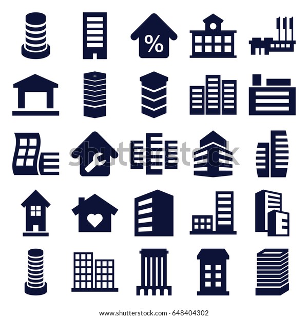 Apartment Icons Set Set 25 Apartment Stock Vector (Royalty Free) 648404302