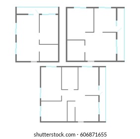 Apartment Plan Set Top View Basic Stock Vector (Royalty Free) 606871655 ...