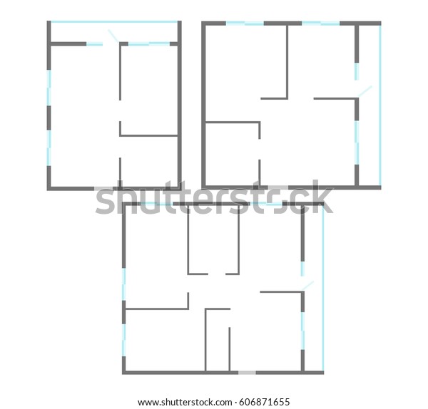 Apartment Plan Set Top View Basic Stock Vector (Royalty Free) 606871655 ...