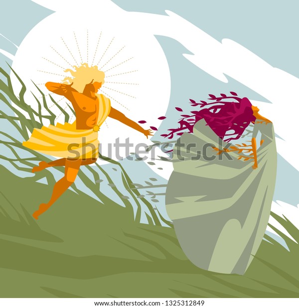Apollo Daphne Transformation Into Laurel Tree Stock Vector (Royalty ...