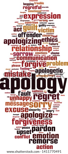 Apology Word Cloud Concept Collage Made: vector de stock (libre de ...