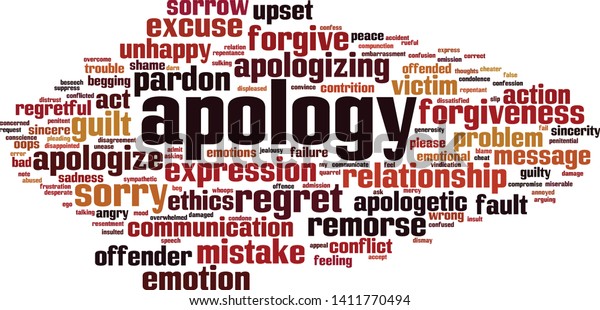Apology Word Cloud Concept Collage Made Stock Vector (Royalty Free ...