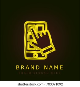 App Golden Metallic Logo Stock Vector (Royalty Free) 703091092 ...