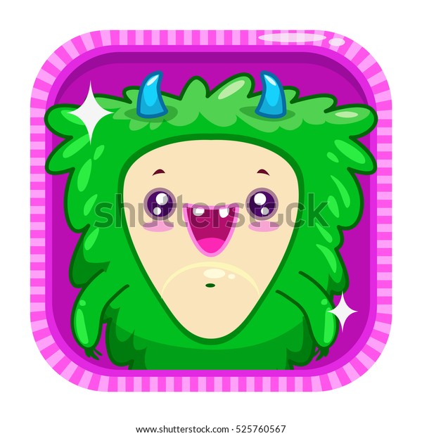 App Icon Funny Cartoon Green Fluffy Stock Vector (Royalty Free) 525760567