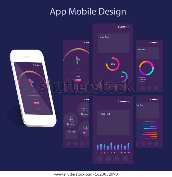 App Mobile Design Purple Kit Diagrams Stock Vector (Royalty Free ...