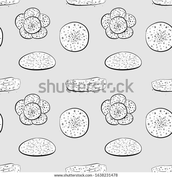 Appam Seamless Pattern Greyscale Drawing Useable Stock Vector (Royalty ...