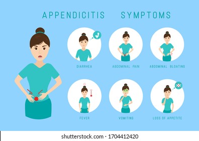 Appendicitis Symptoms Infographic Constipation Abdominal Bloating Stock ...