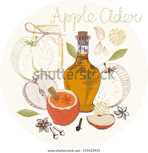 Apple Cider Background Traditional Xmas Food Stock Vector (Royalty Free ...