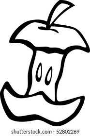 Apple Core Black White Vector Illustration Stock Vector (Royalty Free ...