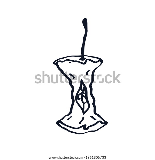 Apple Core Doodle Logo Icon Sign Stock Vector (Royalty Free) 1961805733 ...