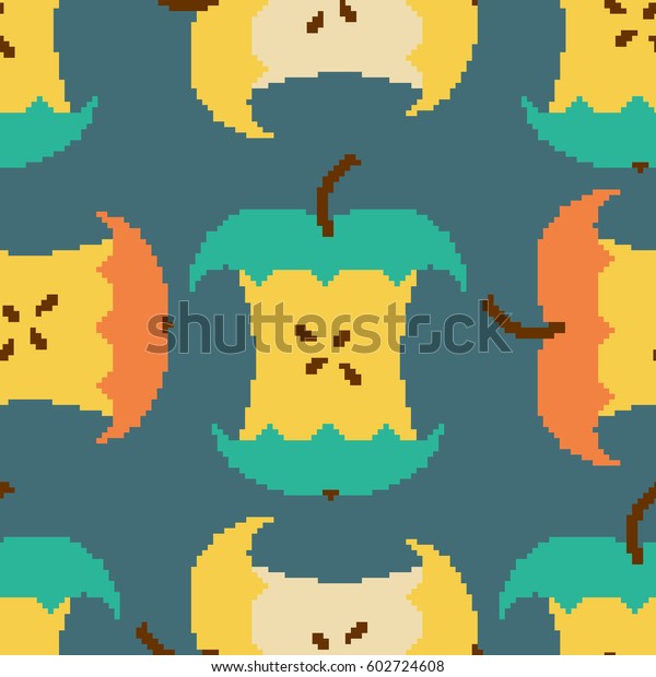 Apple Core Pixel Art Seamless Pattern Stock Vector (Royalty Free ...