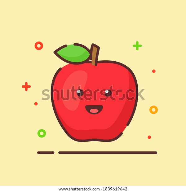 Apple Cute Mascot Face Emotion Happy Stock Vector (Royalty Free ...